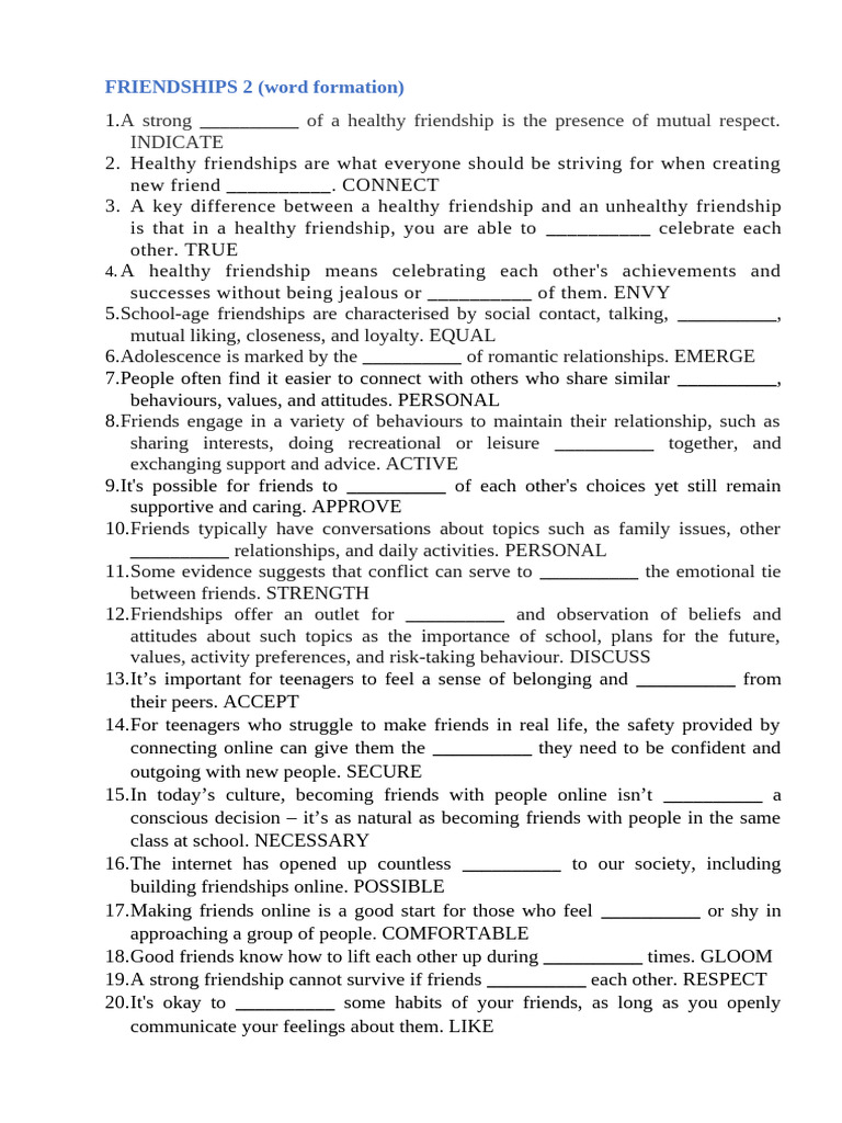 Building Healthy Friendships Guide | PDF | Friendship | Adolescence
