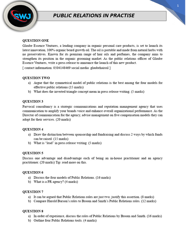 Public Relations Study Guide | PDF | Human Communication