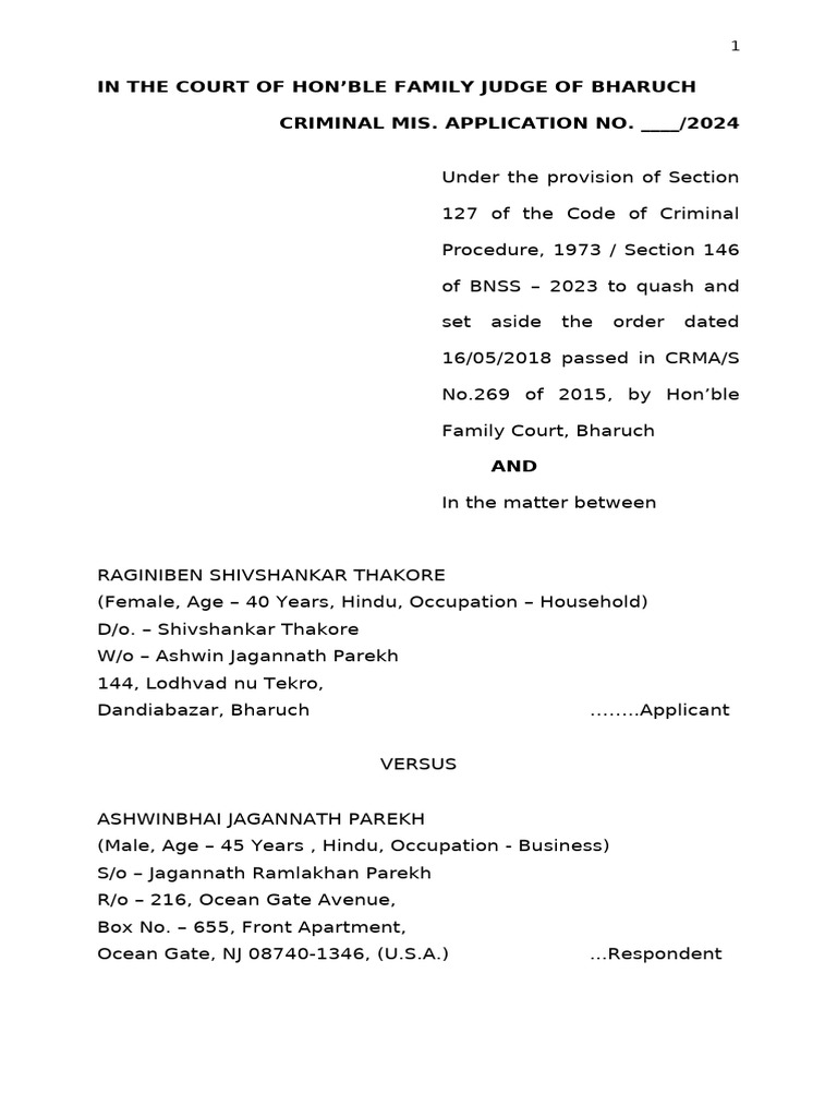 Quashing Maintenance Order Petition | PDF | Divorce | Affidavit