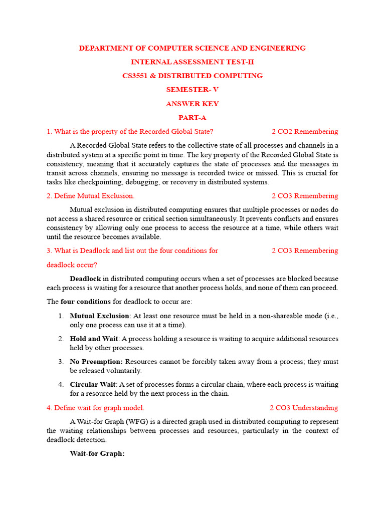 CS3551 & DISTRIBUTED COMPUTING Answer Key | PDF | Distributed Computing | Computing