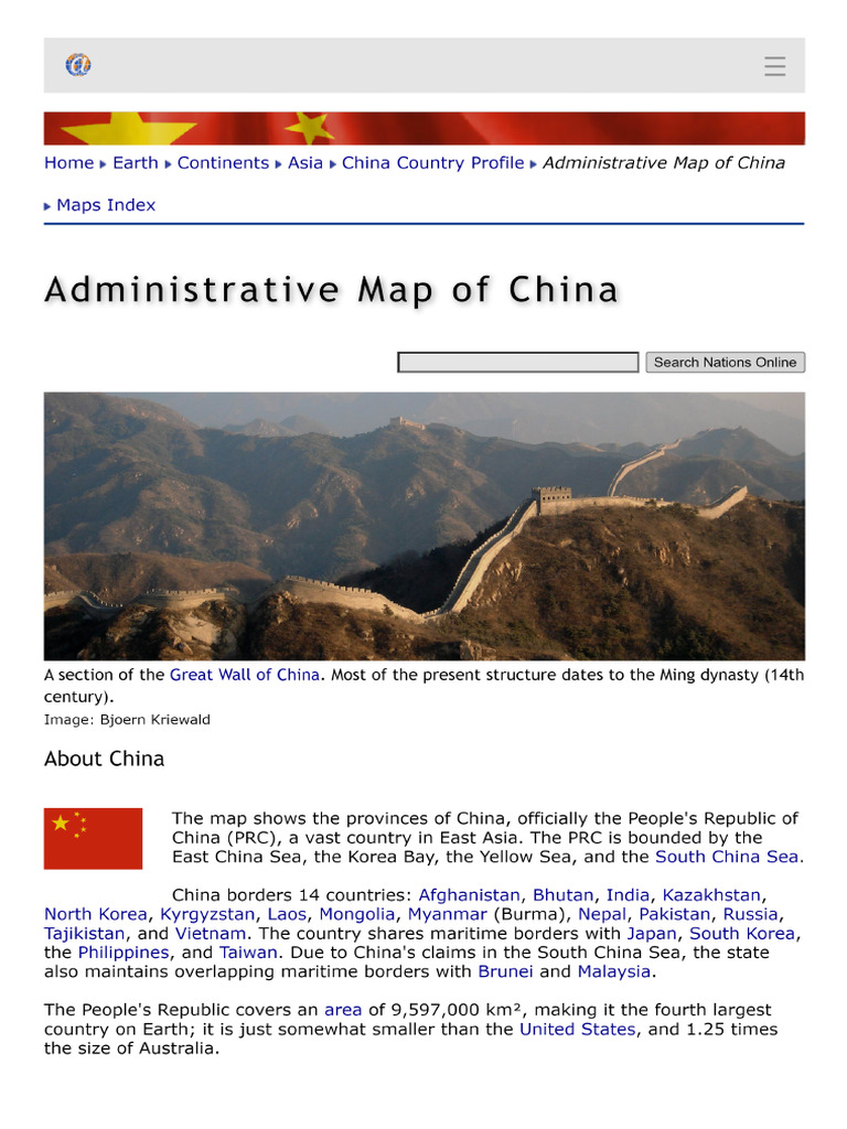 Administrative Map of China - Nations Online Project | PDF