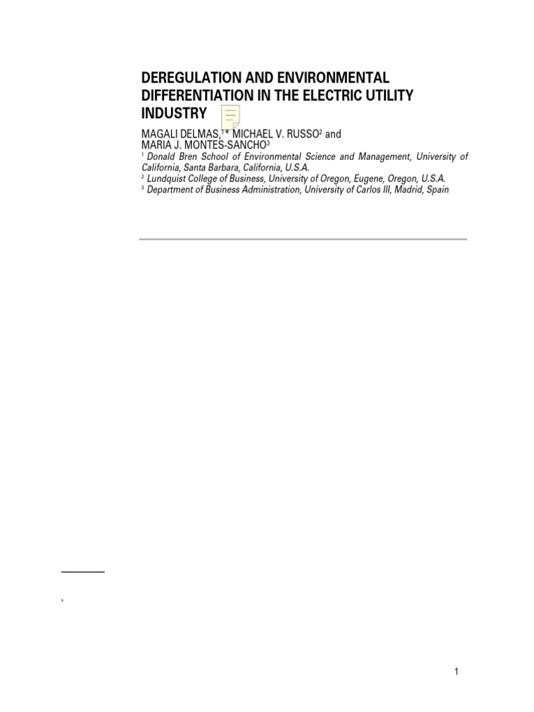 Deregulation and Environmental Different | PDF | Public Utility ...