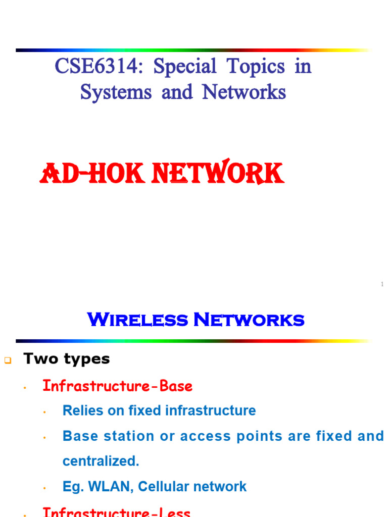 Cellular vs. Ad Hoc Networks Explained | PDF | Routing | Wireless Ad ...