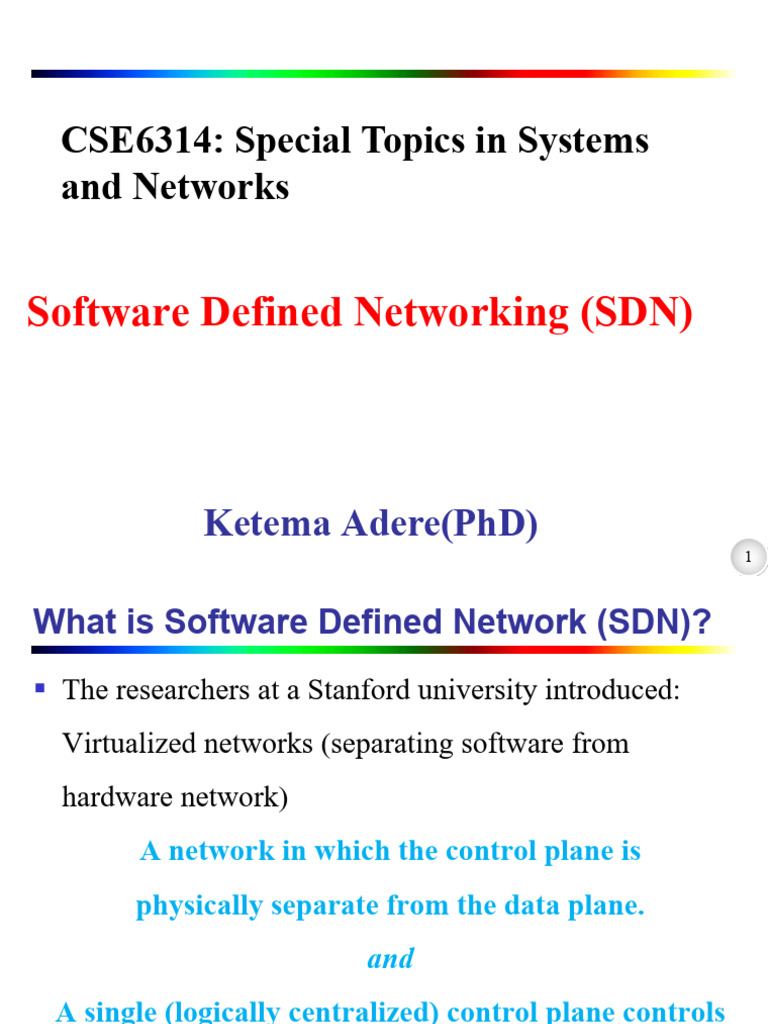 Lecture 5 Software Defined Networking Pdf Computer Network Router Computing