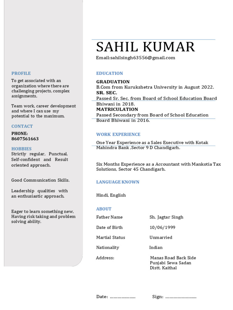 Sahil Singh CV3 | PDF