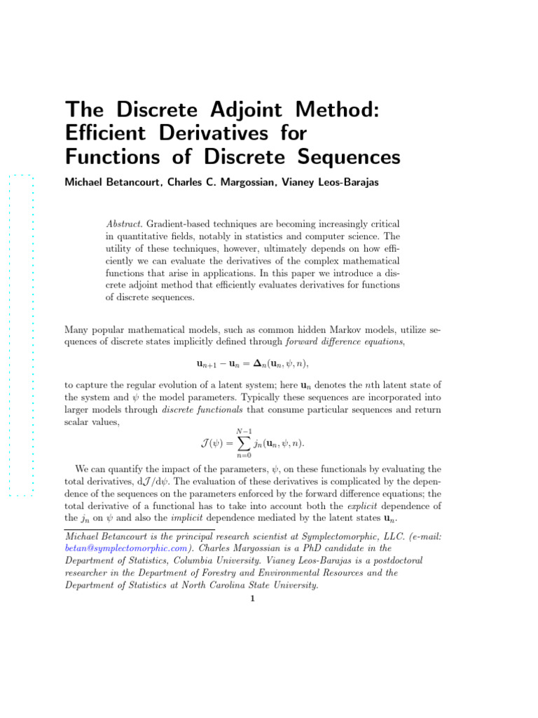 continuous adjoint method | PDF | Equations | Derivative