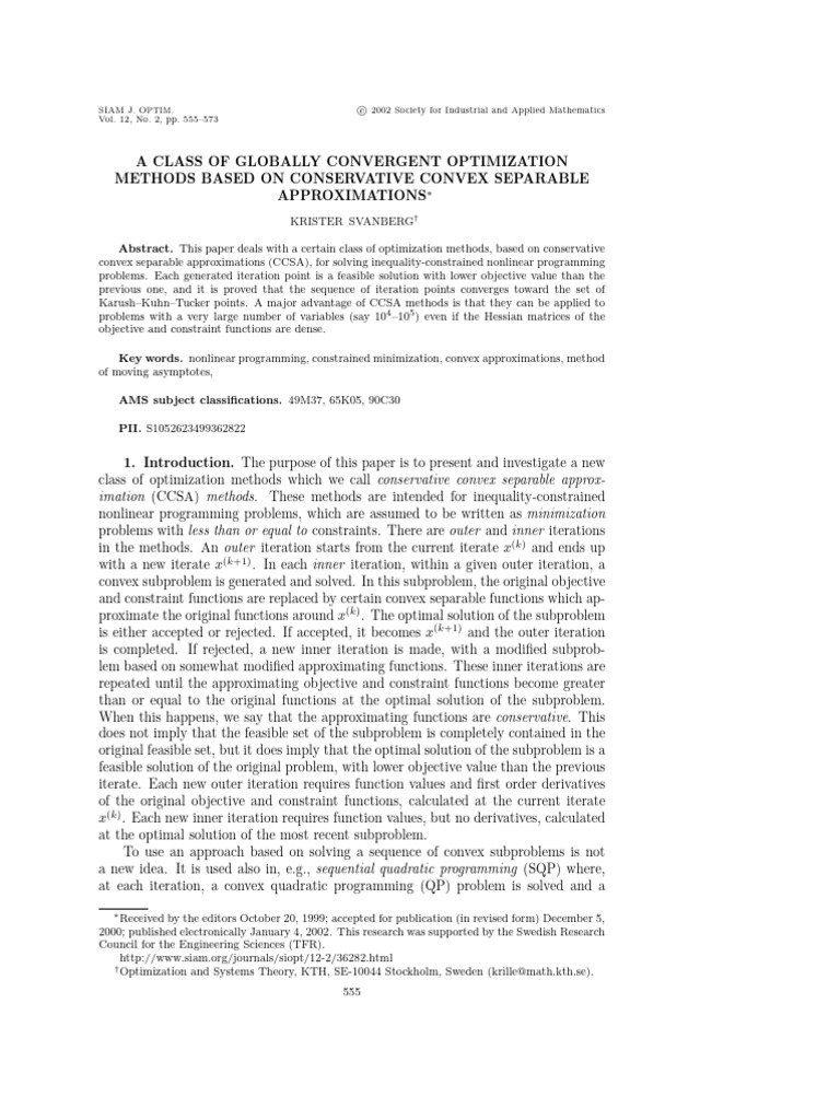A Class of Globally Convergent Optimization Methods Based On Conservative Convex Separable ...