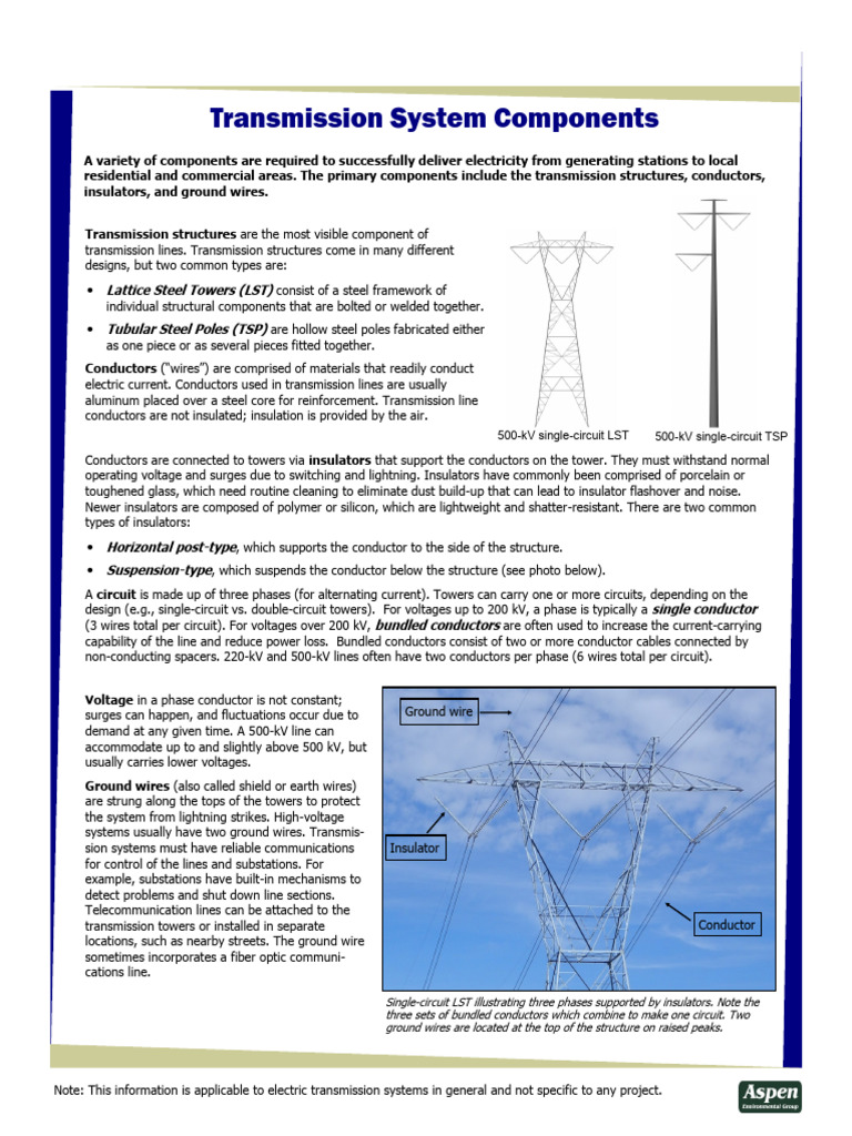 Transmission Components Fact Sheet | PDF | Electrical Substation ...