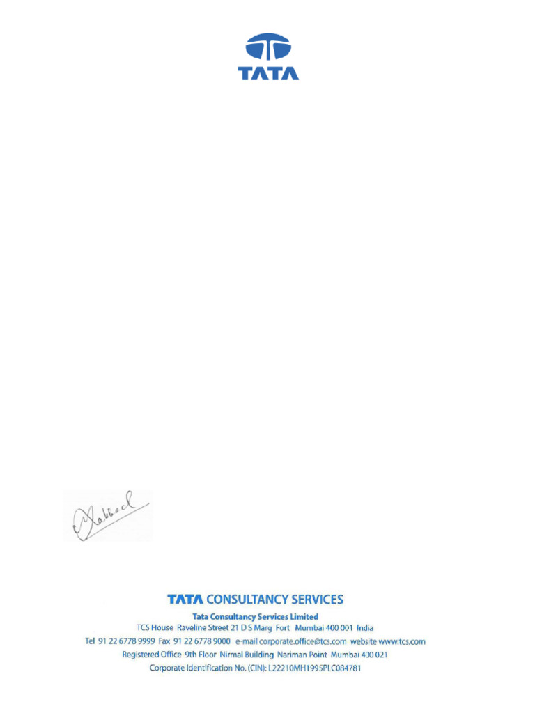 TCS Resignation Acceptance Letter | PDF