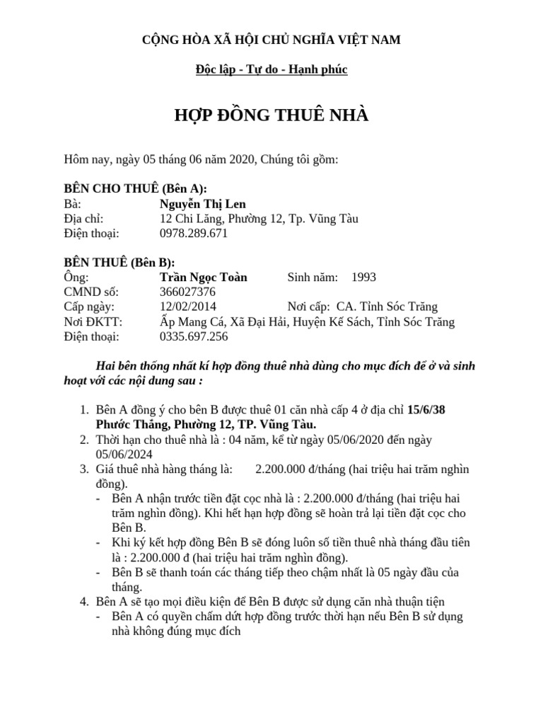 HD Thue Nha - Anh Toan | PDF