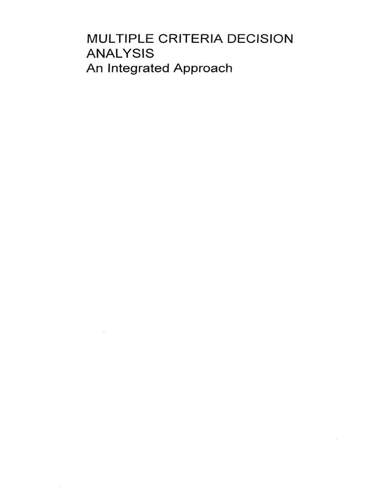 Ibook - Pub Multiple Criteria Decision Analysis An Integrated Approach | PDF | Analysis | Cognition
