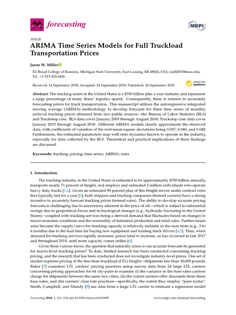 ARIMA Time Series Models For Full Truckload Transp | PDF ...