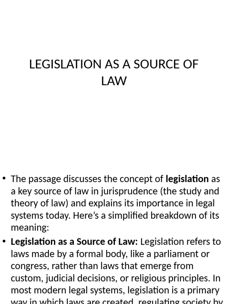 Understanding Legislation as Law Source | PDF | Sources Of Law ...