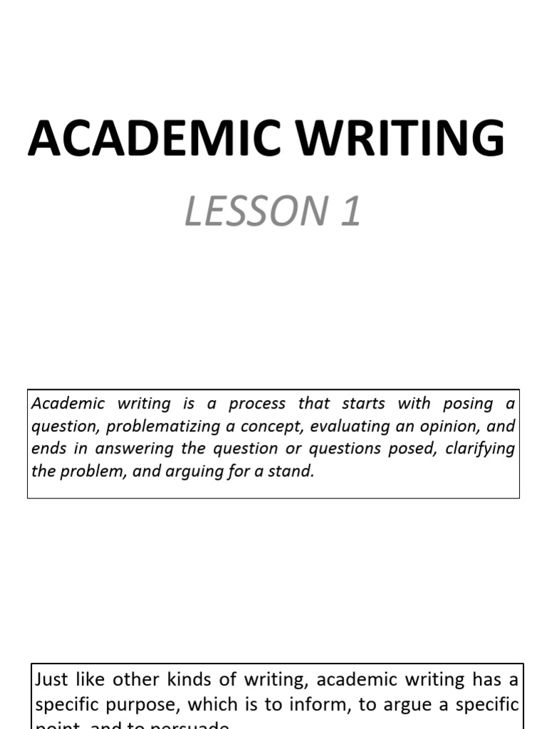 Lesson 1 - Academic Writing | PDF | Question | Information