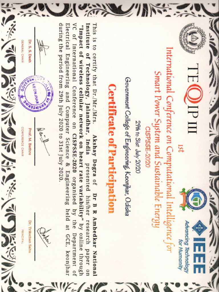Ceritificate of IEEE Conference | PDF