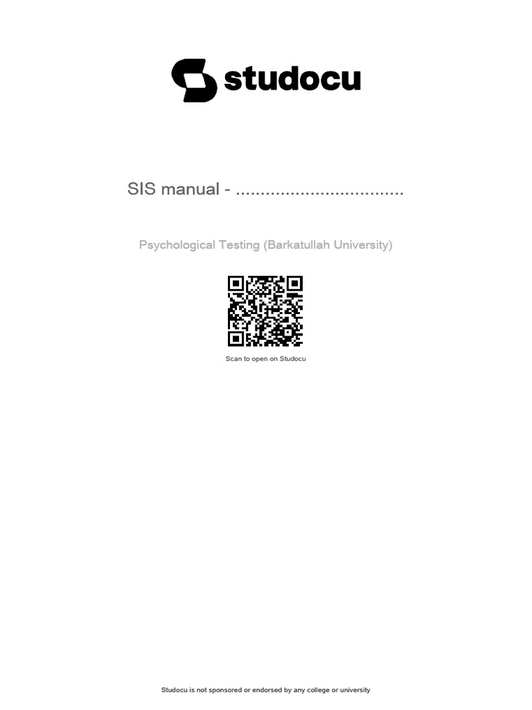 Sis Manual | PDF | Standard Score | Psychology