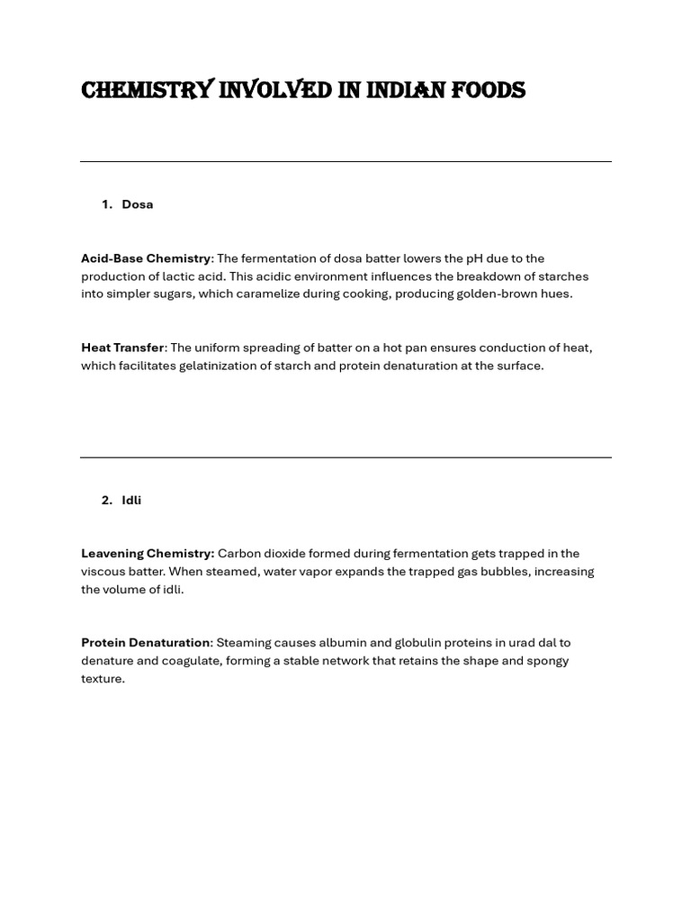 Chemistry of Traditional Indian Foods | PDF | Taste | Fermentation