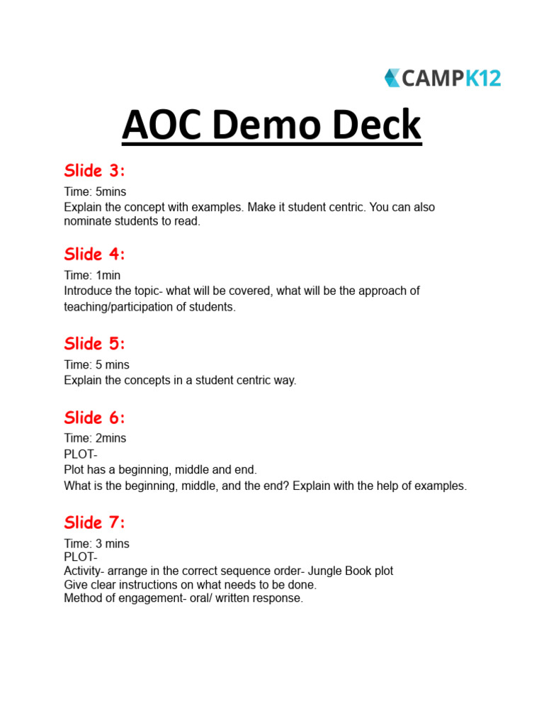 Engaging AOC Demo Deck for Students | PDF