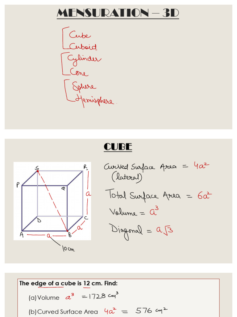 12)mensuration-3D | PDF | Sphere | Classical Geometry