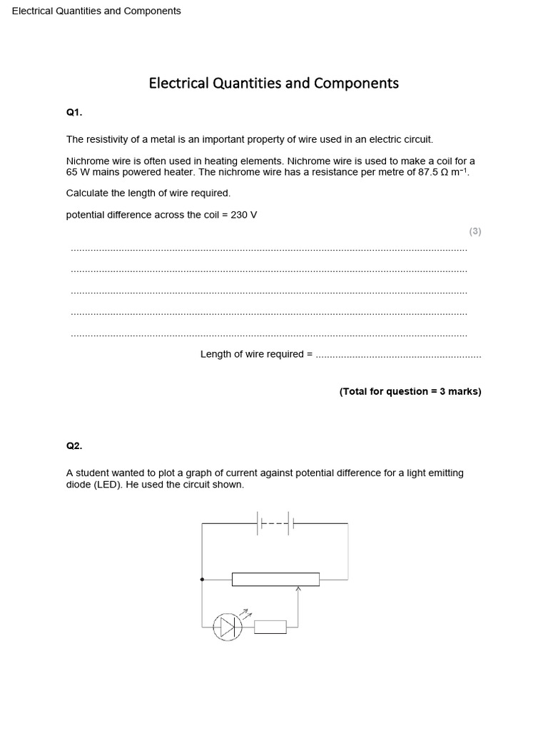 3.2electrical Quantities and Components | PDF | Electrical Resistance ...