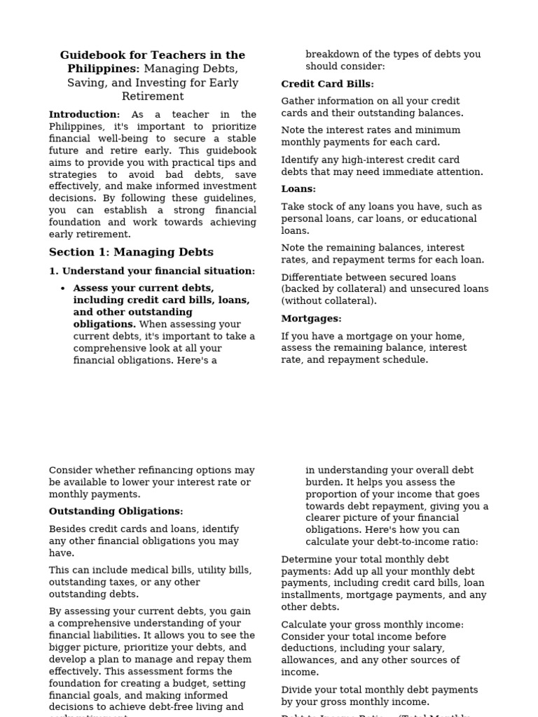 Step-by-Step Guide For Teachers Debt-Free Save and Retire Early | PDF ...