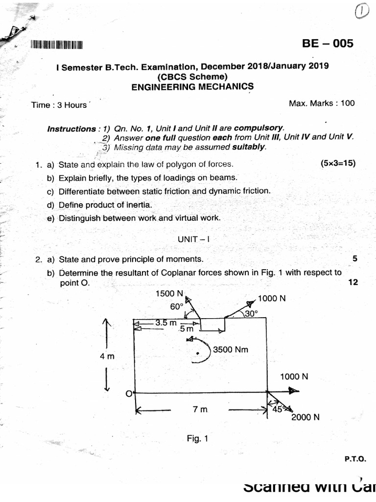 Engg Mechanics Question papers | PDF
