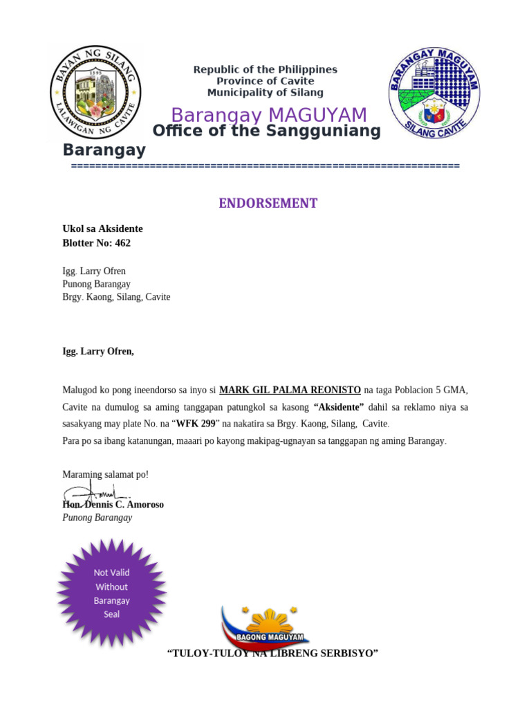 Sample Endorsement | PDF