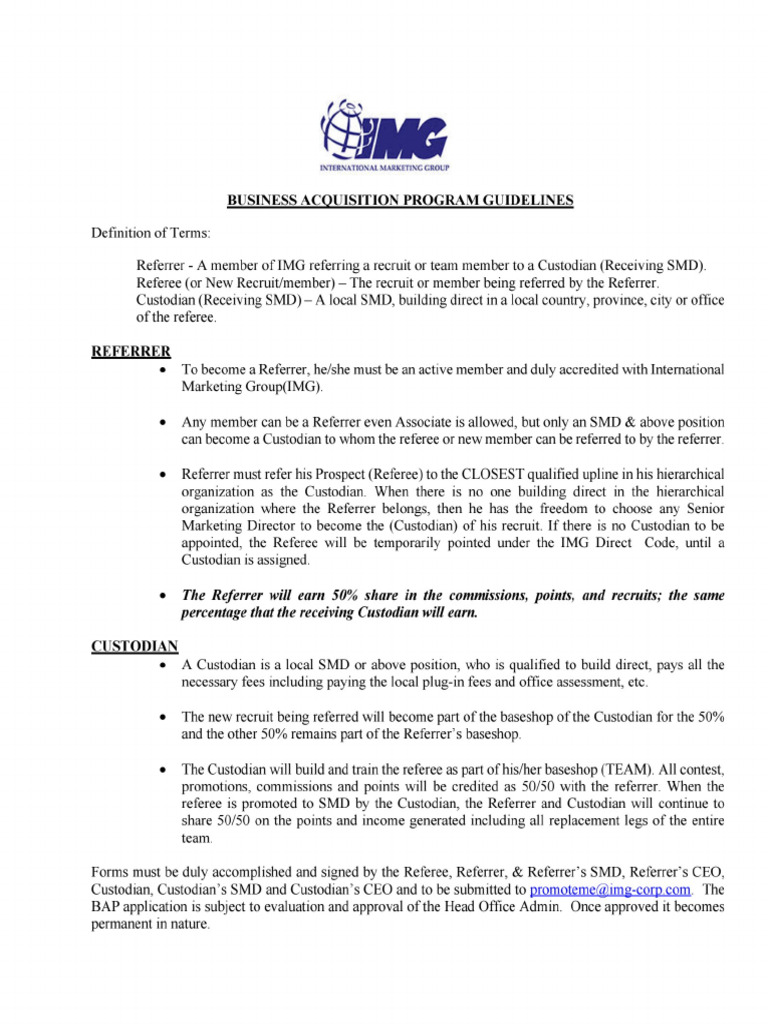 Business Acquisition Program | PDF