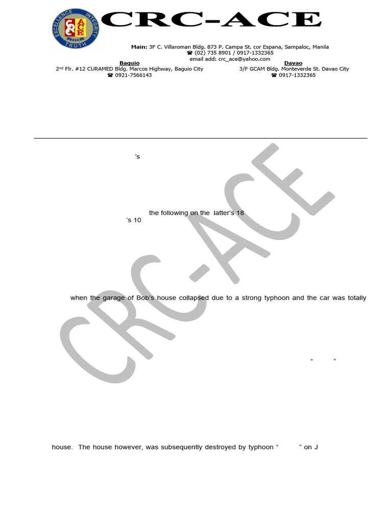 CRC-ACE Obligation Test Review 2022 | PDF | Guarantee | Indemnity