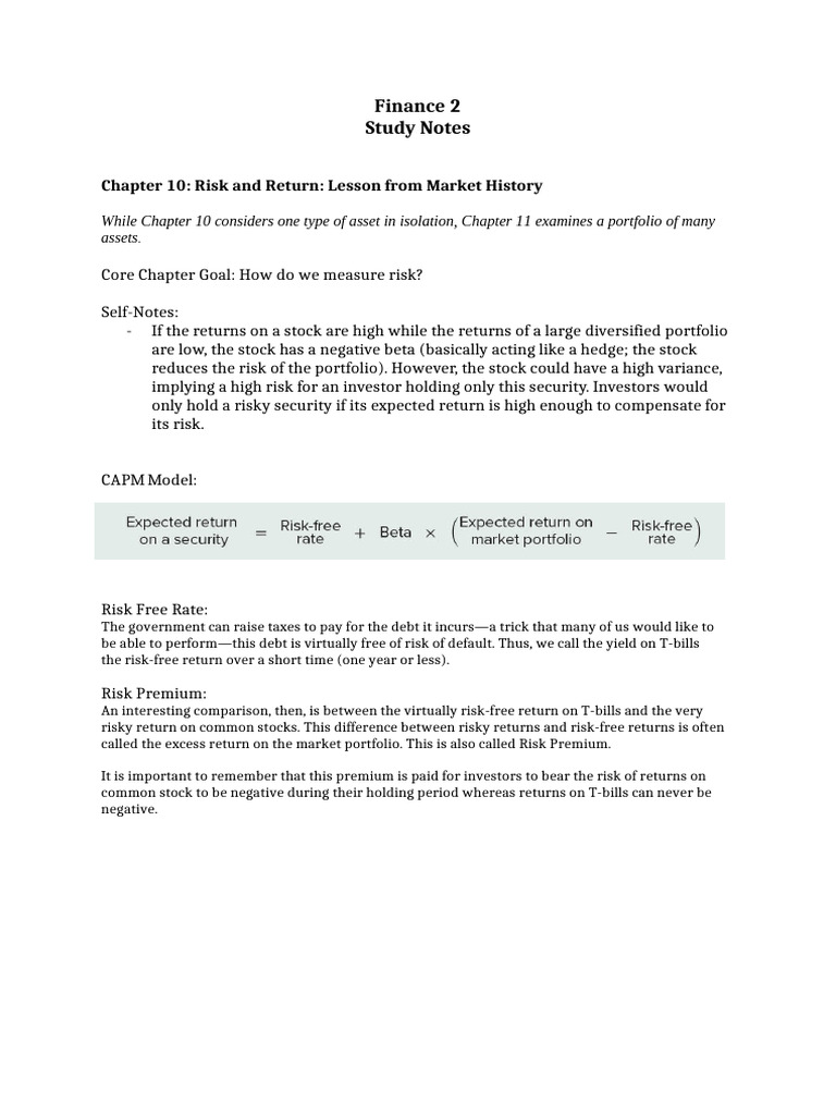 Finance 2_Self Study Notes | PDF