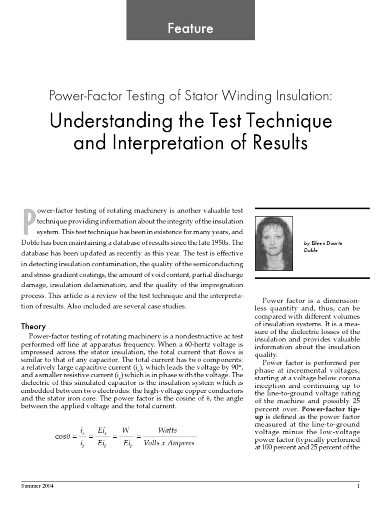 Power Factor Testing Of Stator Winding Insulation Pdf Capacitor