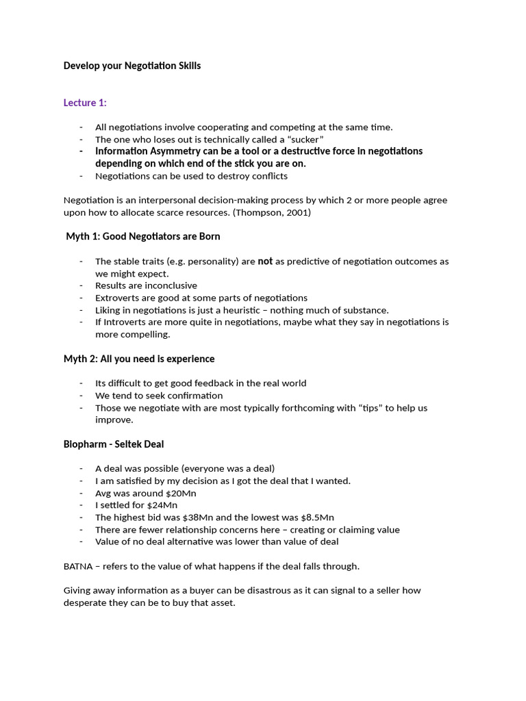 Master Negotiation Skills: Key Strategies | PDF | Negotiation | Risk ...