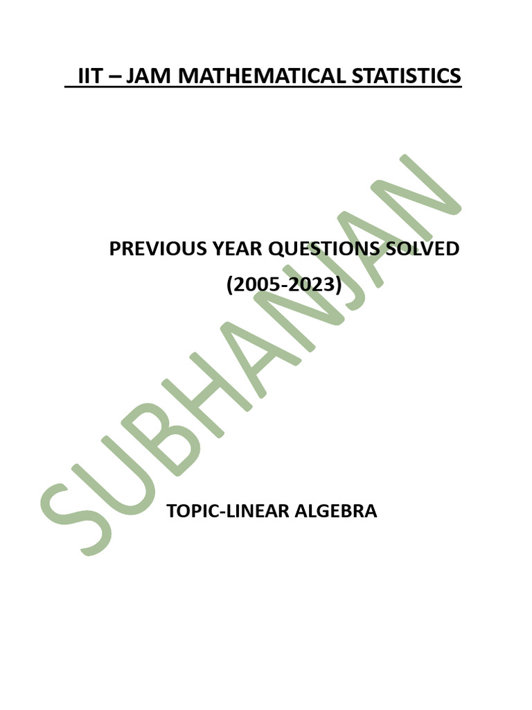 IIT JAM MS Solution Linear Algebra 1736055609 | PDF