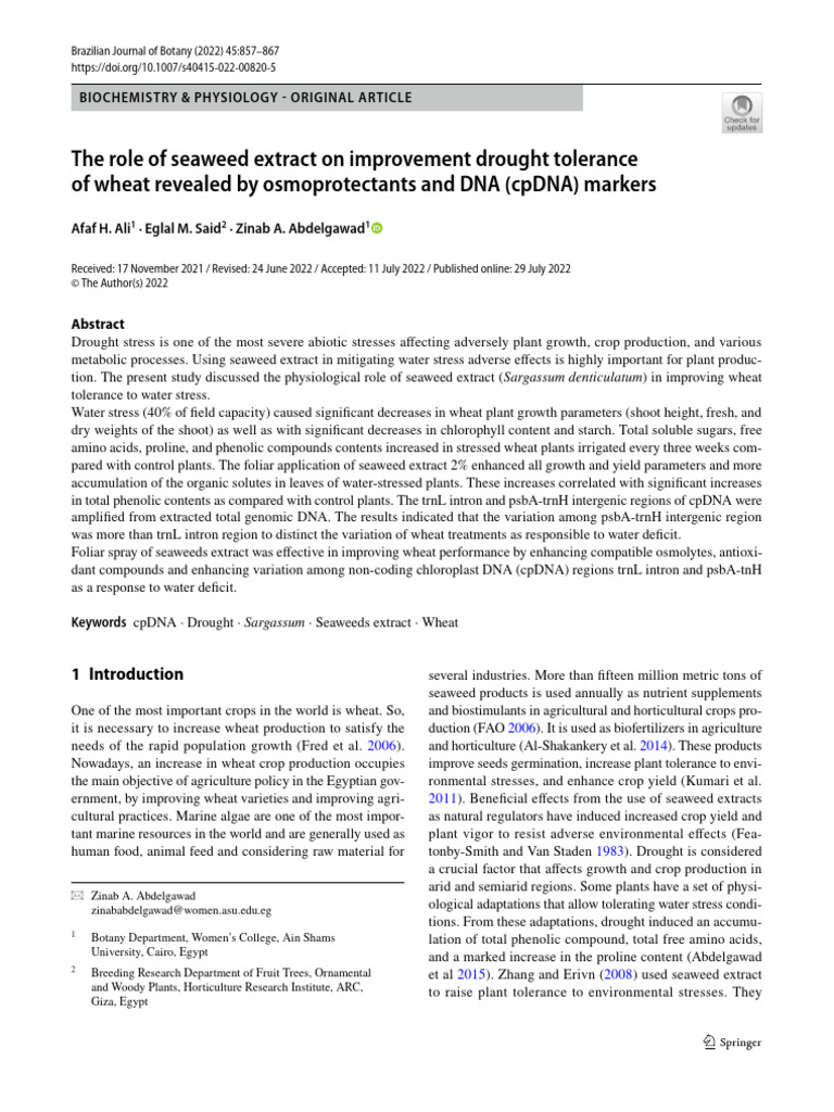 Ali Et Al 2022 Pdf Magnesium Plants
