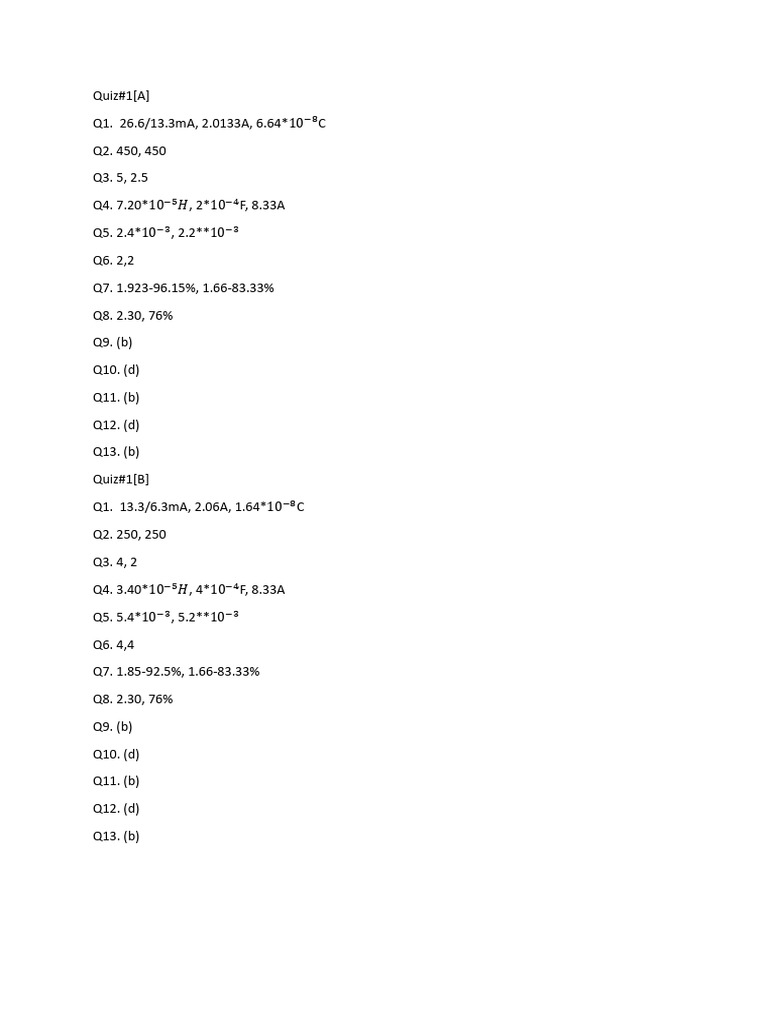 Quiz 1 Solution 2024 | PDF