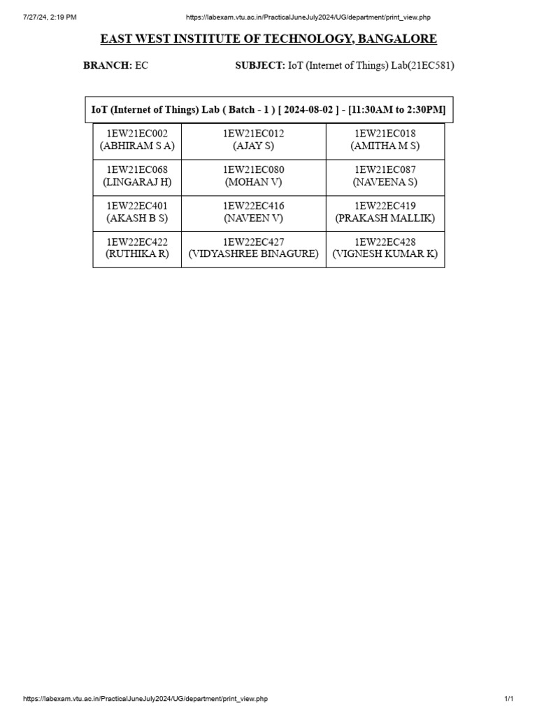 IoT (Internet of Things) Lab (21EC581) - 1 | PDF