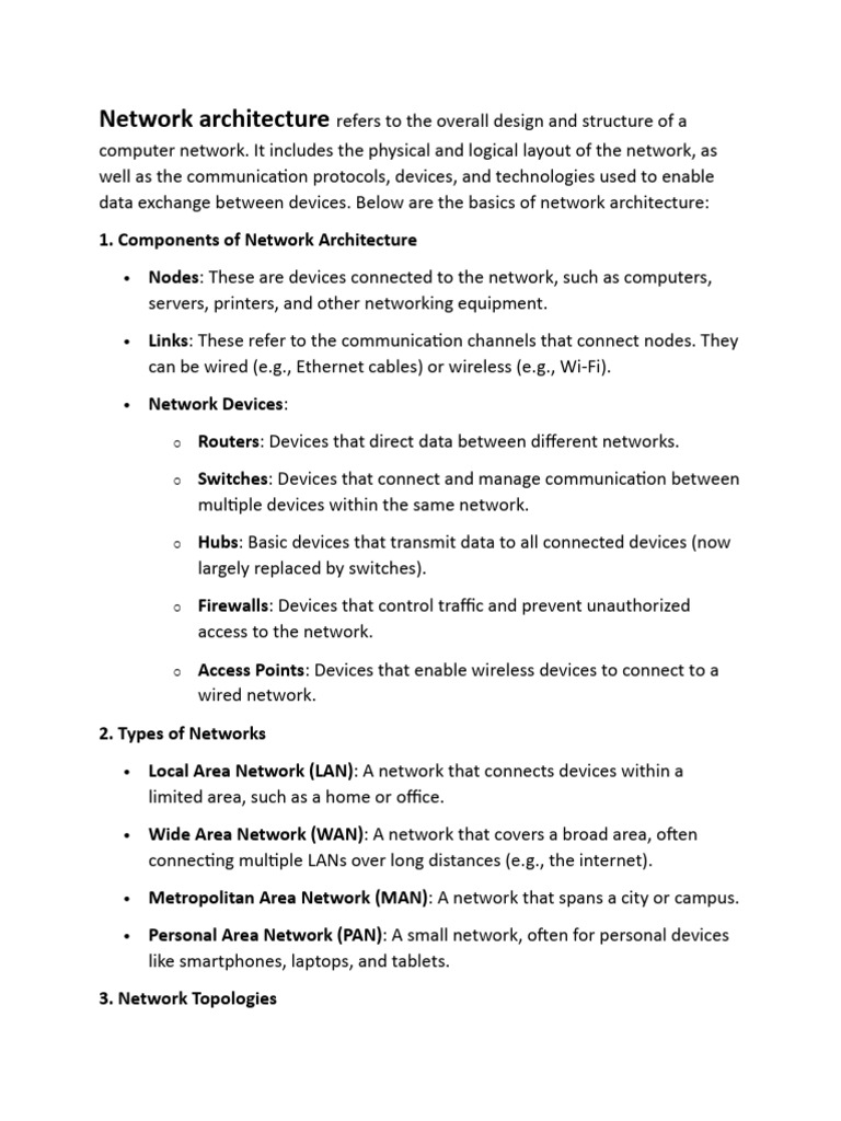 Network architecture refers to the overall design and structure of a ...