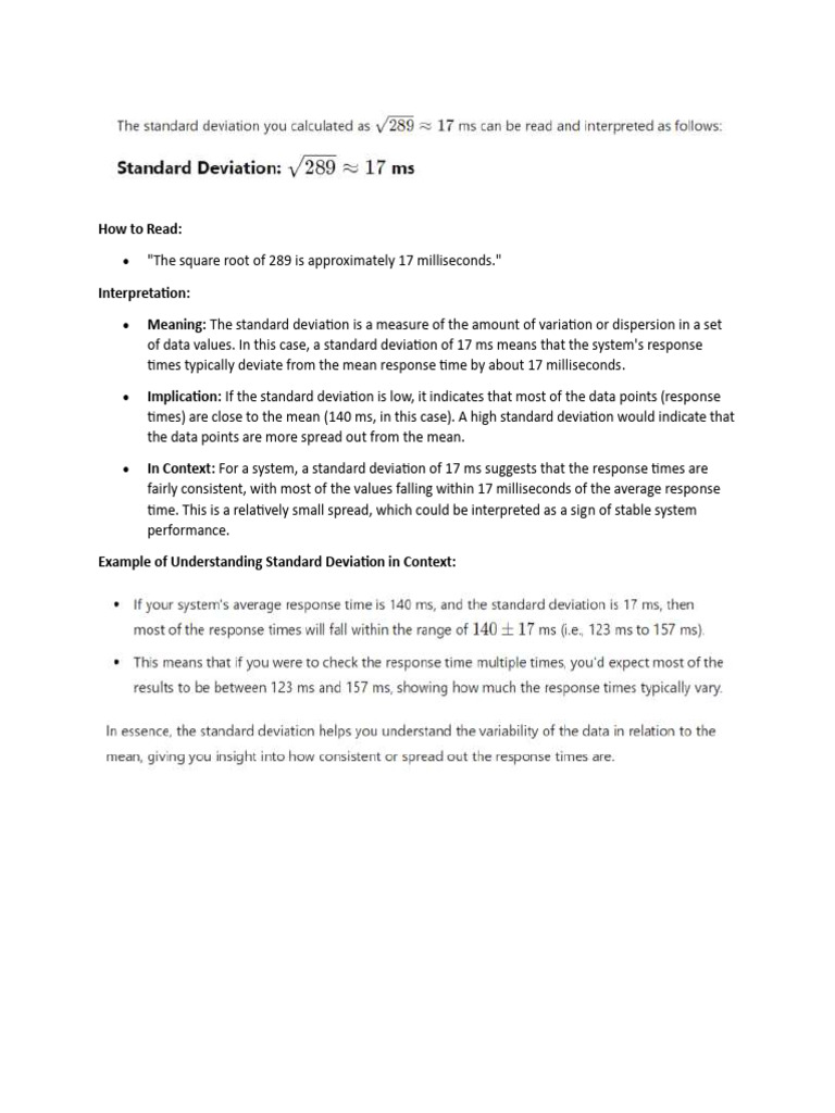 Understanding Standard Deviation in Response Times | PDF
