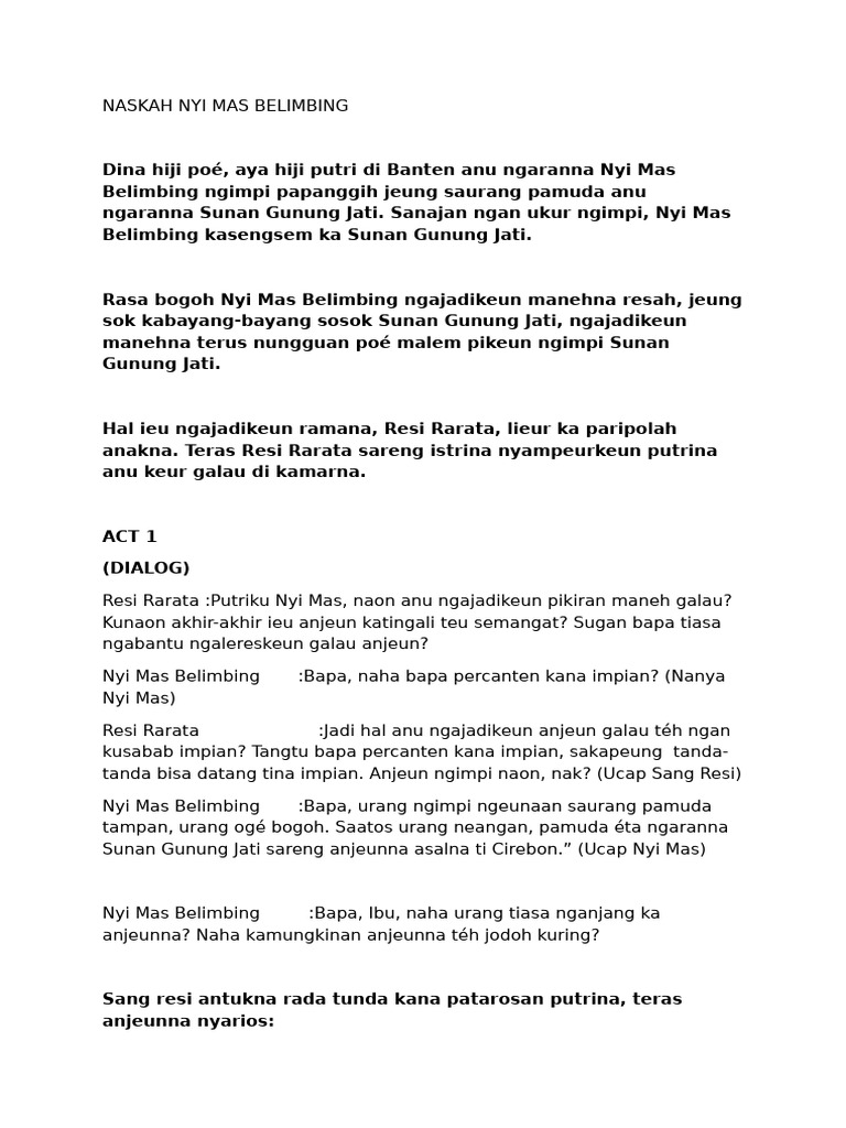 Naskah Nyi Mas Belimbing Sunda | PDF