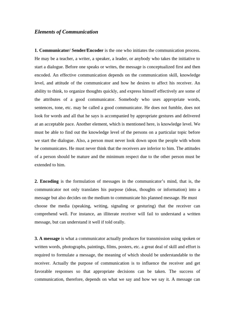 Elements of Communication | PDF | Communication | Cognition