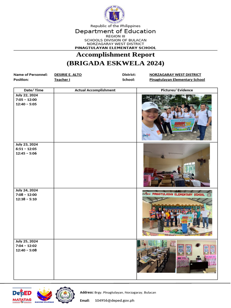 Brigada Accomplishment | PDF