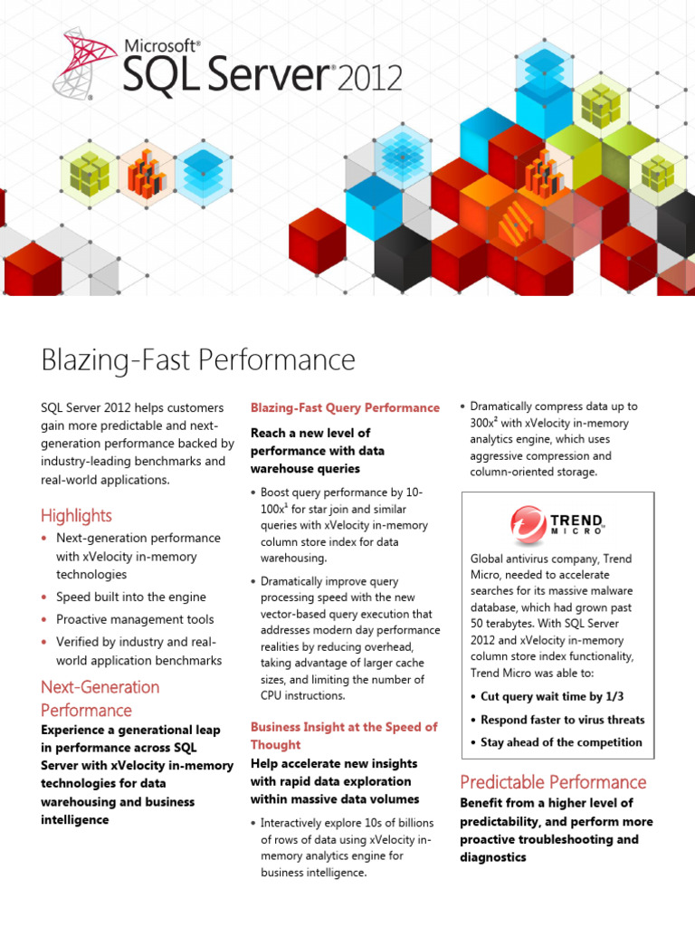 SQL Server 2012 Datasheet | PDF | Microsoft Sql Server | Databases
