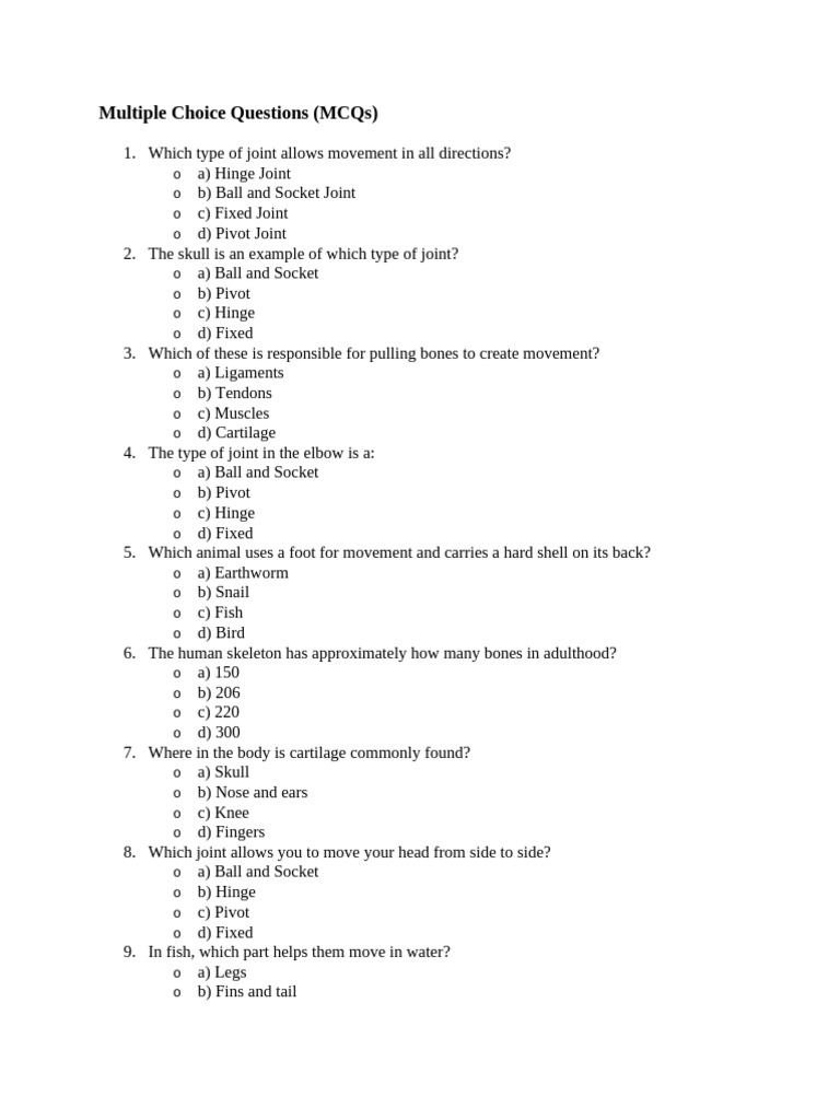 Body Movements and Joints WS | PDF | Skeleton | Skeletal System