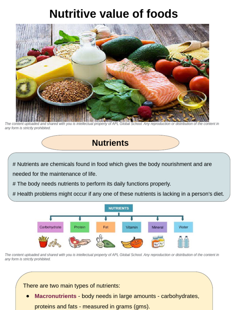 2 Nutritive Value of Food | PDF | Carbohydrates | Fat