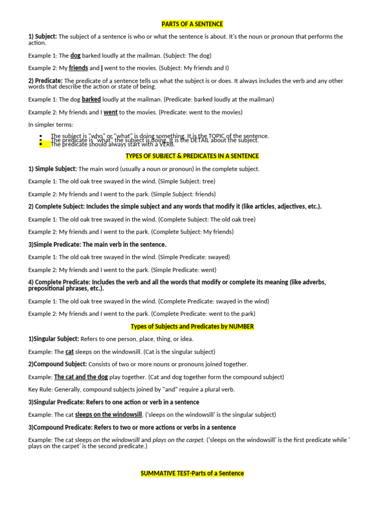 Understanding Sentence Structure Basics | PDF | Subject (Grammar) | Verb