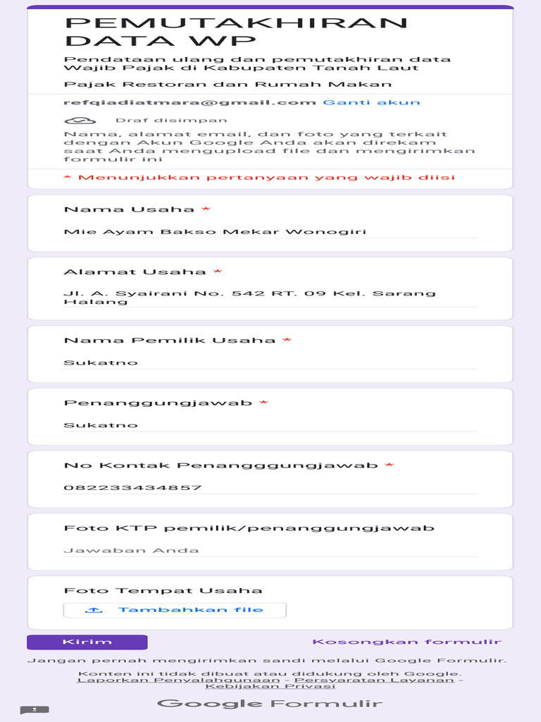 Pemutakhiran Data WP 6 | PDF