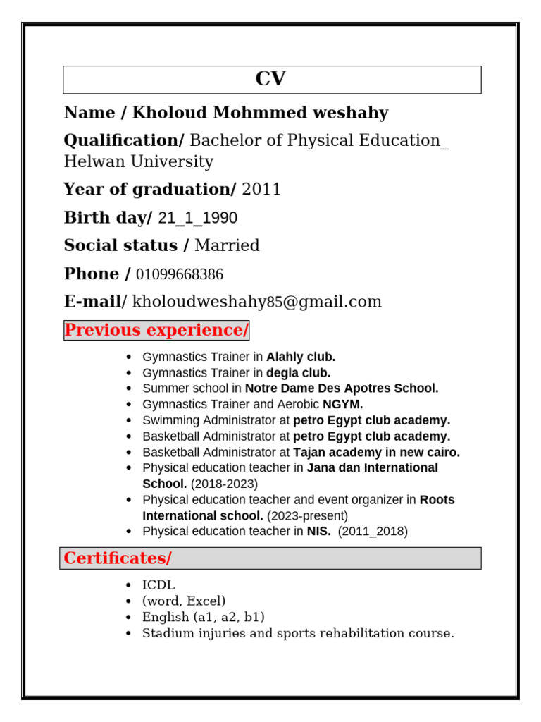 CV Kholoud | PDF
