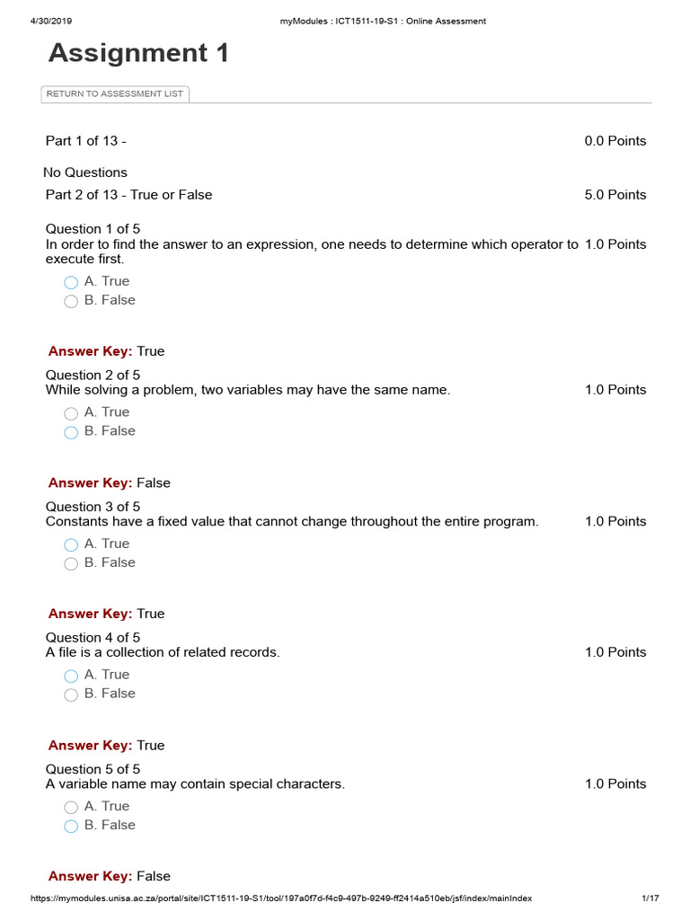 MOGALE_1 _ ICT1511-19-S1 _ Online Assessment | PDF | Algorithms ...
