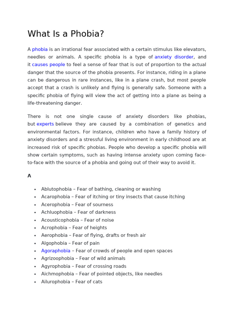 What is a Phobia | PDF | Phobia | Agoraphobia