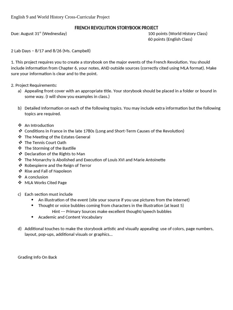 2016 Frevstorybookproject | PDF | French Revolution | Reign Of Terror